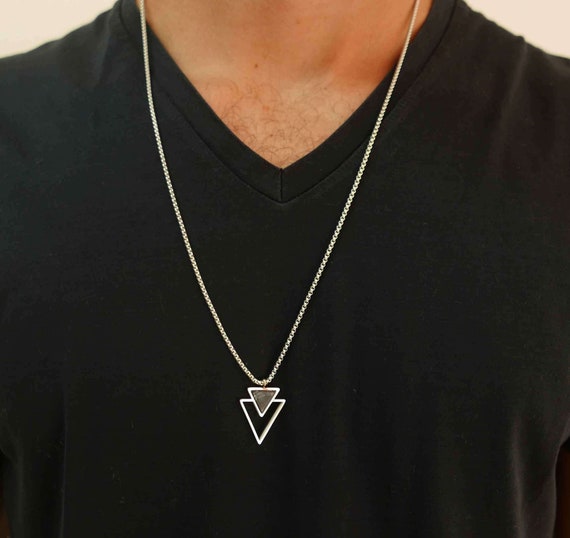 Triangle Necklace Men's Silver Necklace Men's | Etsy