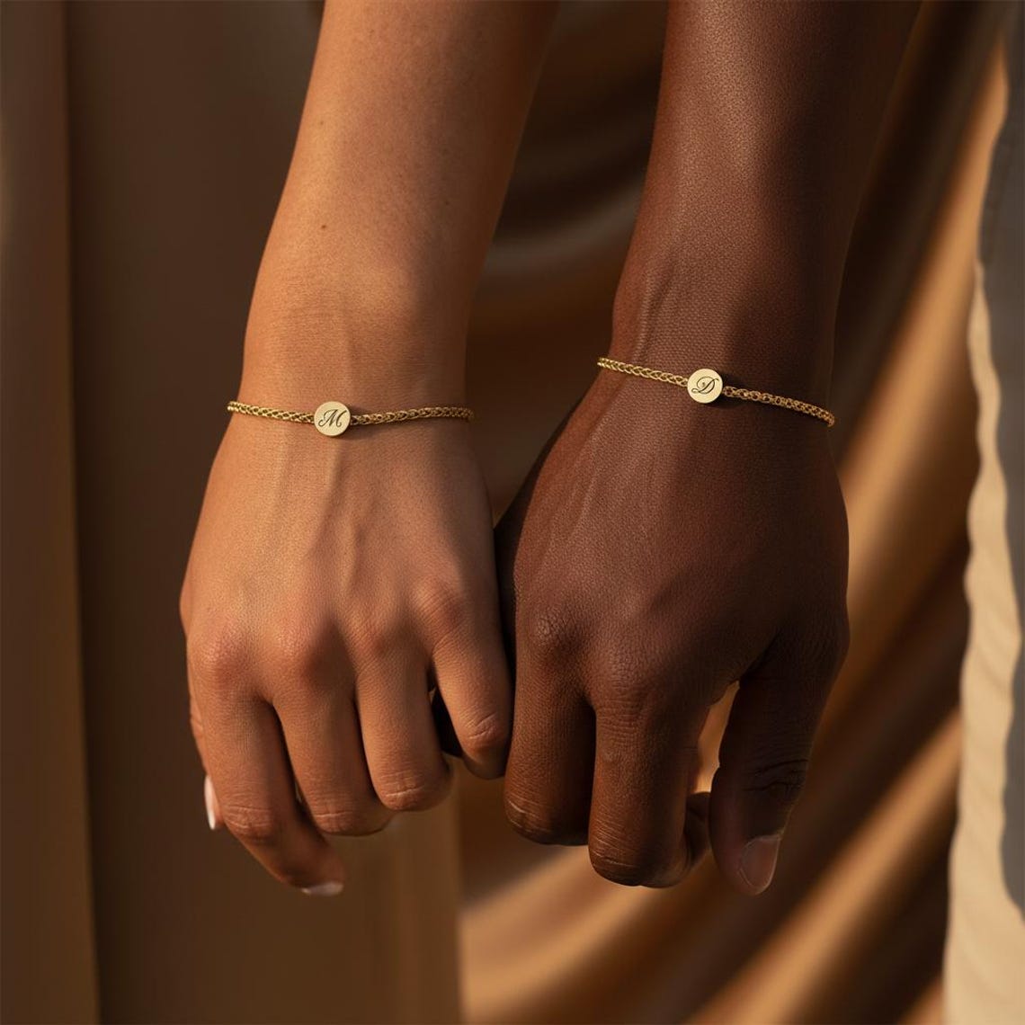 Couples Bracelet Set, Matching Bracelets,gold Bracelet for Couples ...