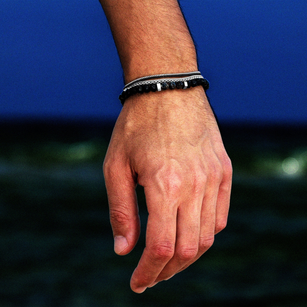 Minimalist Waterproof Men's Bracelet Set, Simple Stainless Steel ...