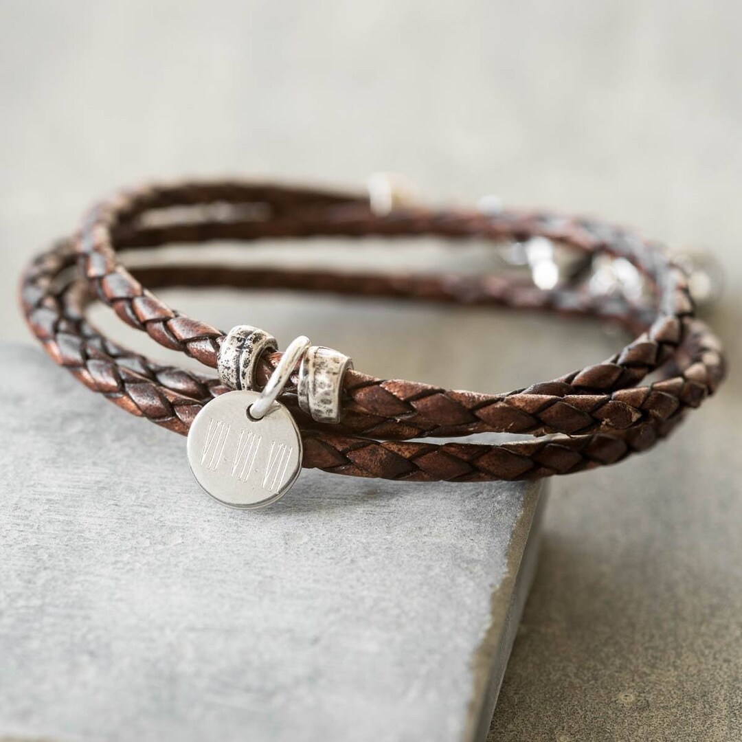 Personalized Leather Bracelet Men's Custom Bracelet - Etsy