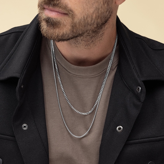 Silver chain set mens store