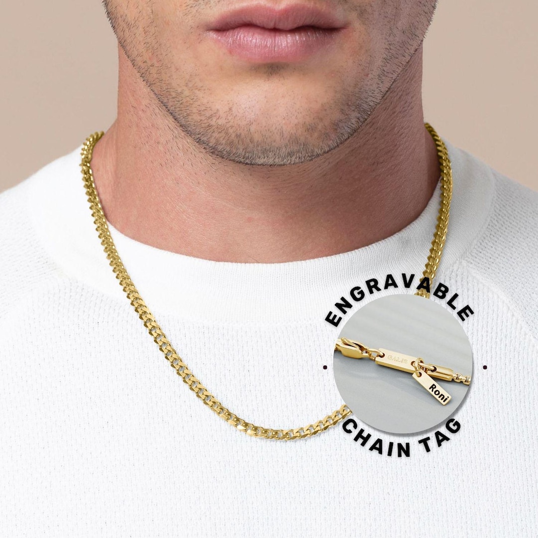 Gold Necklace for Men,men’s Personalized Jewelry,engraved Gold Necklace ...