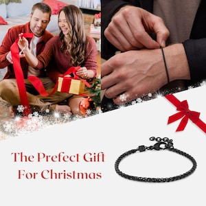 Minimalist Dainty Black Stainless Steel Chain Bracelet for Men, Men's ...