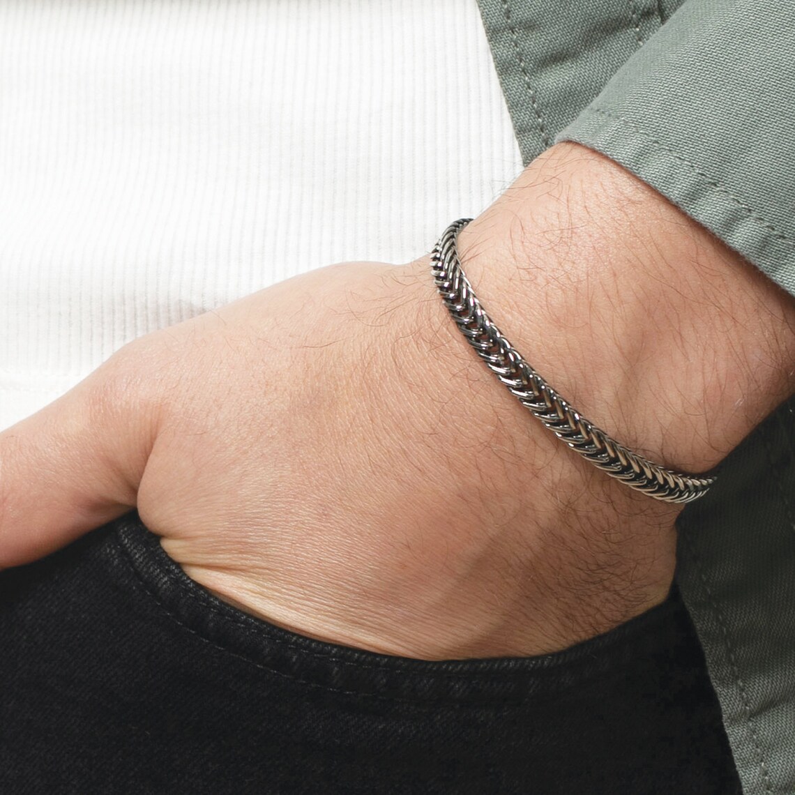 Silver Chain Bracelet for Men, Men's Bracelet Chain, Brass Chain ...