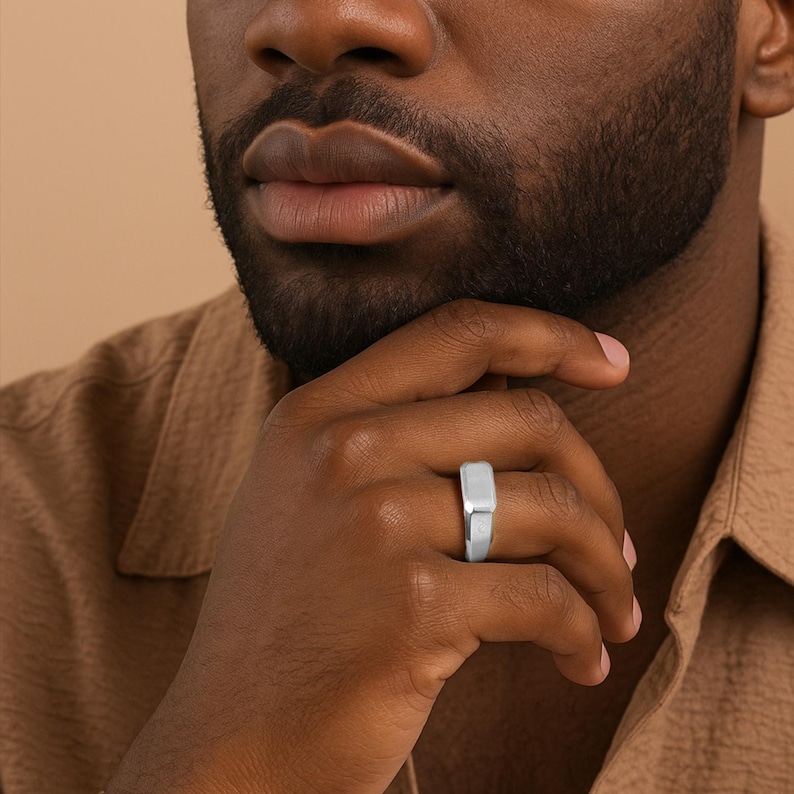 Silver Signet Ring Stainless Steel - Minimalist Blank Ring - Etsy