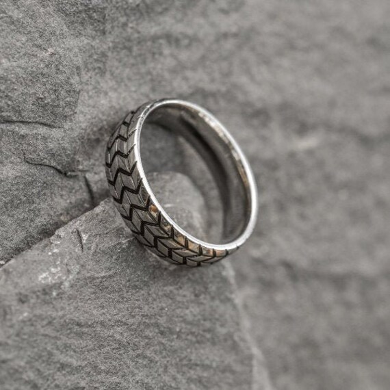 Men's Etched Ring Men's Silver Ring Men's - Etsy