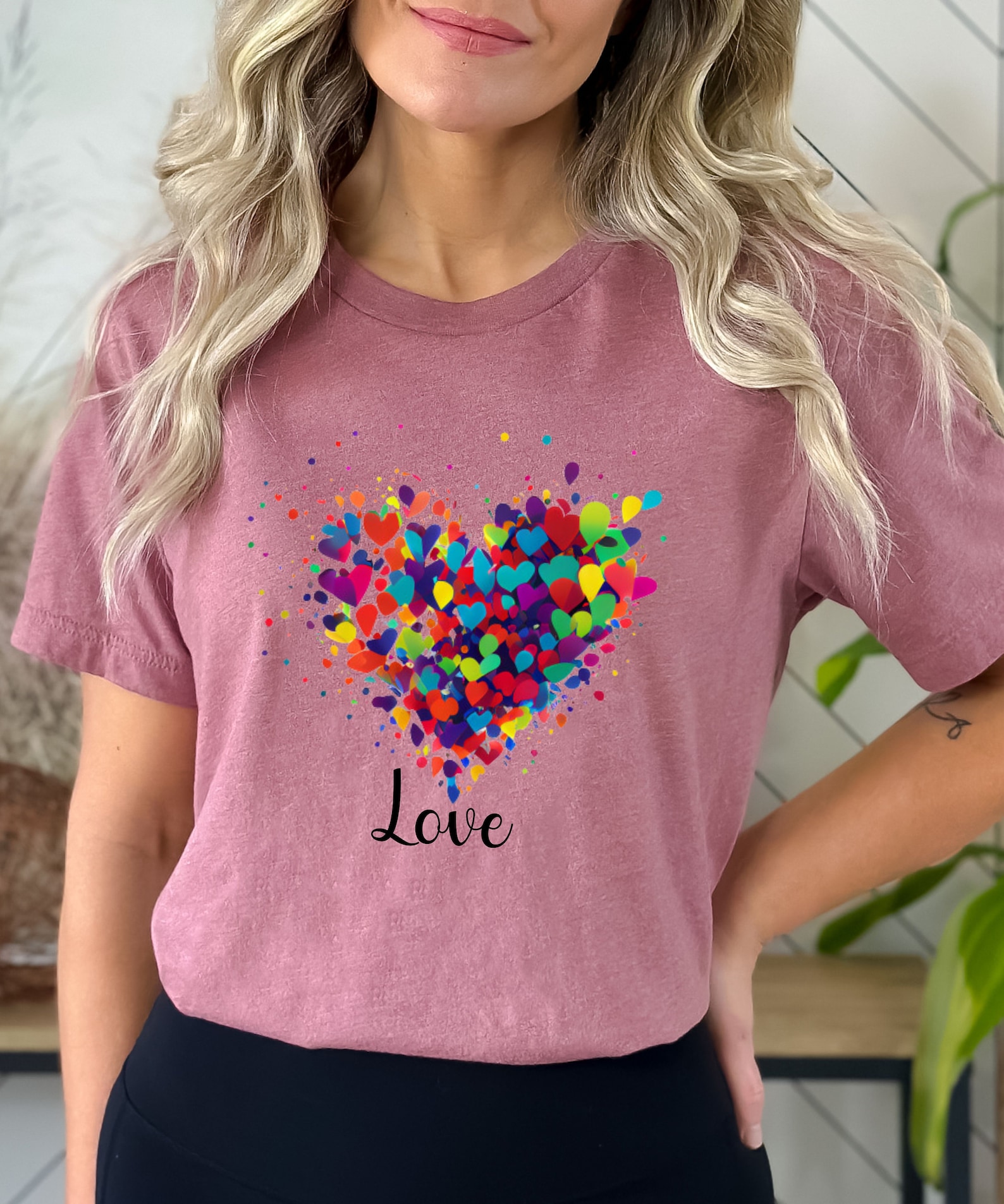 Love Heart T-shirt: Colorful Hearts, Romantic Valentine's Gift - Etsy