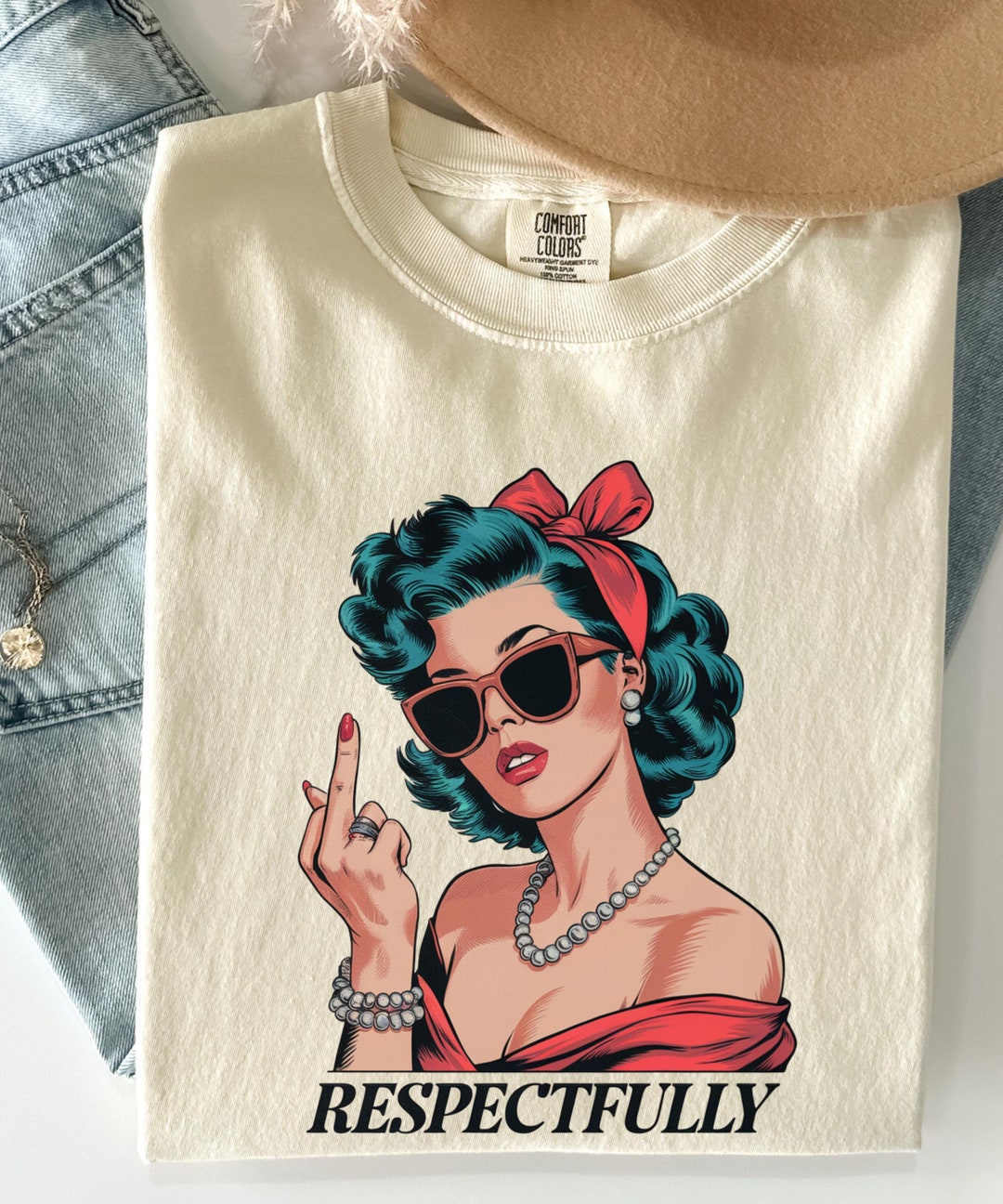 Respectfully Shirt: Funny Pin-up Graphic Tee - Sarcastic Humor - Etsy