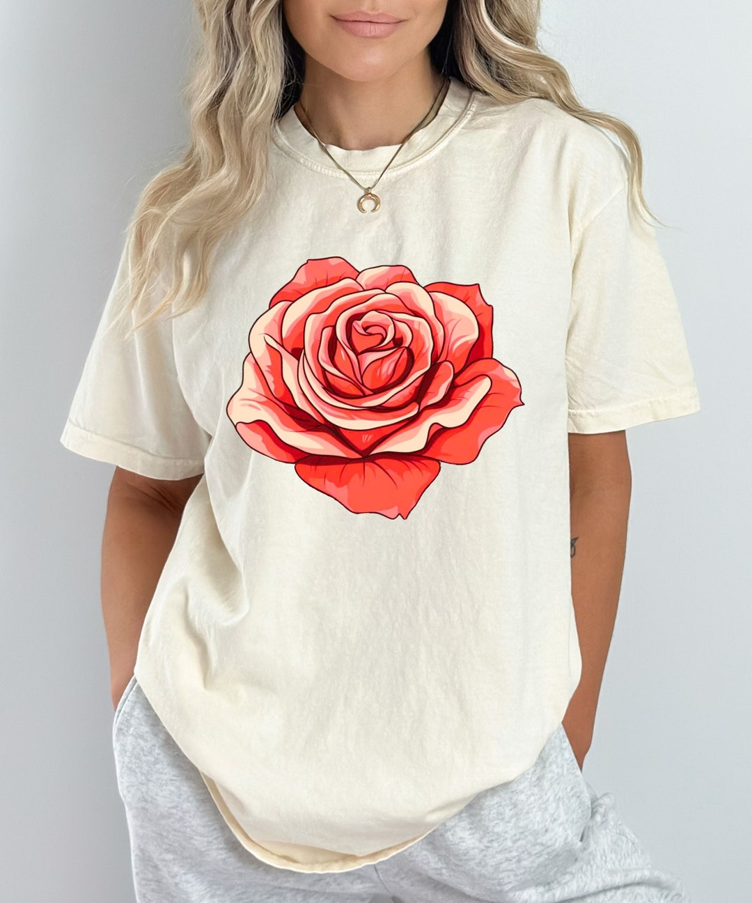 Retro Red Rose Graphic Tee - Cottagecore Floral Shirt - Etsy