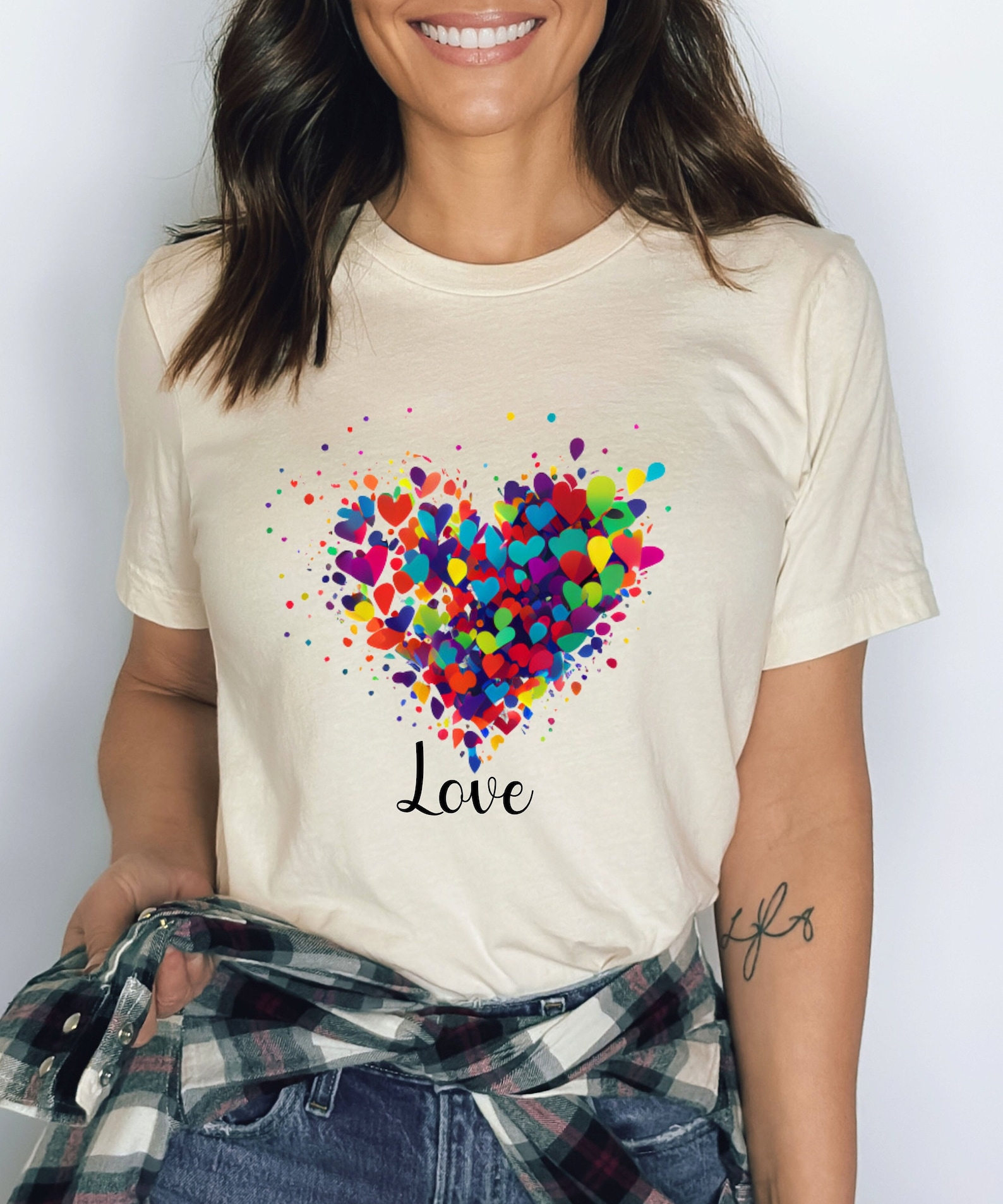 Love Heart T-shirt: Colorful Hearts, Romantic Valentine's Gift - Etsy