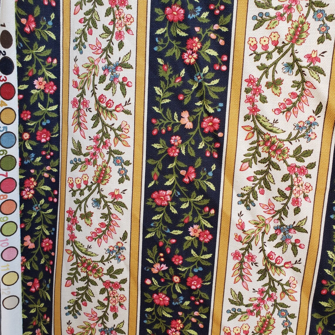 P Kaufmann Stripe Drapery Fabric Floral Vine Black | Etsy