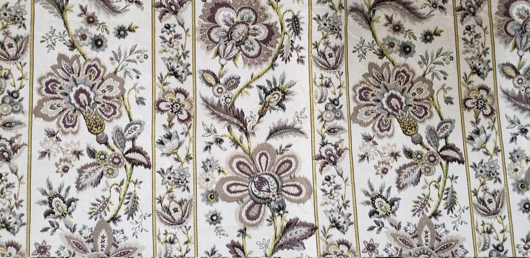 Braemore Fabric Ikat Floral Jacobean Vine Stripe by - Etsy