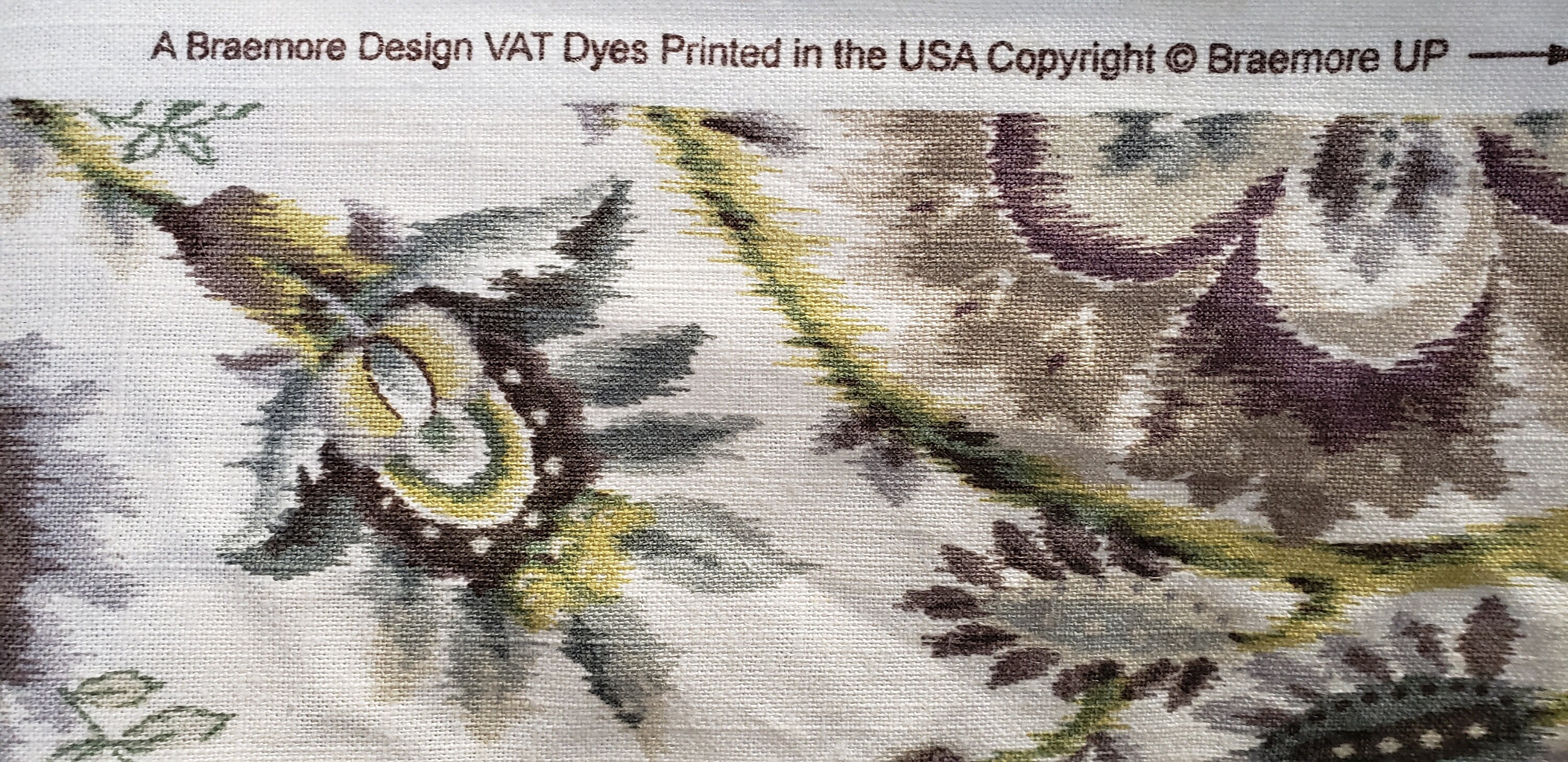 Braemore Fabric Ikat Floral Jacobean Vine Stripe By | Etsy