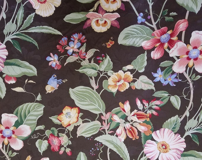Jay Yang Fabric Floral Tropical Aruba Brown by the Yard Vine Purple ...