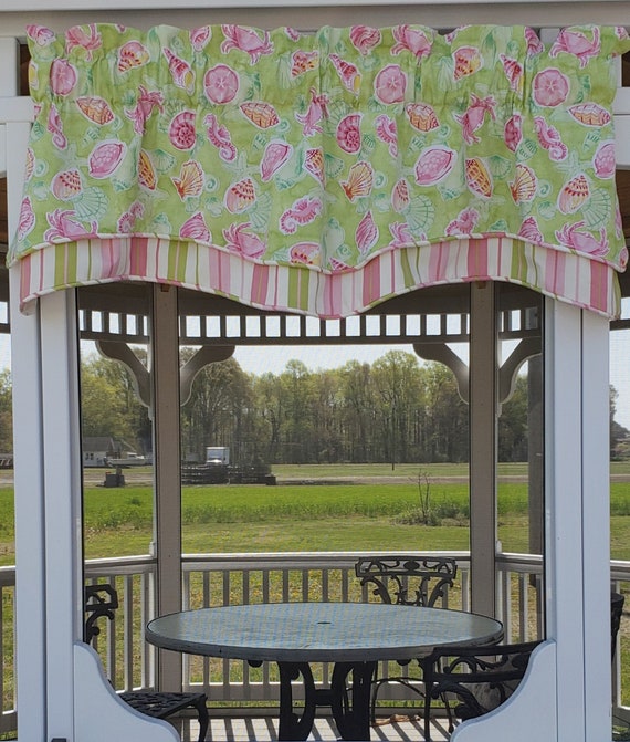 Lined Custom Made Valance Waverly Fabric: Caracol Nautical | Etsy