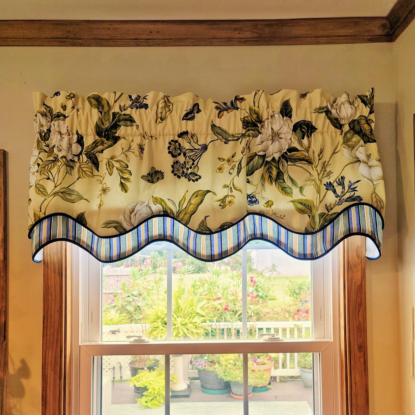 Lined Custom Made Valance Garden Images II Lemongrass - Etsy