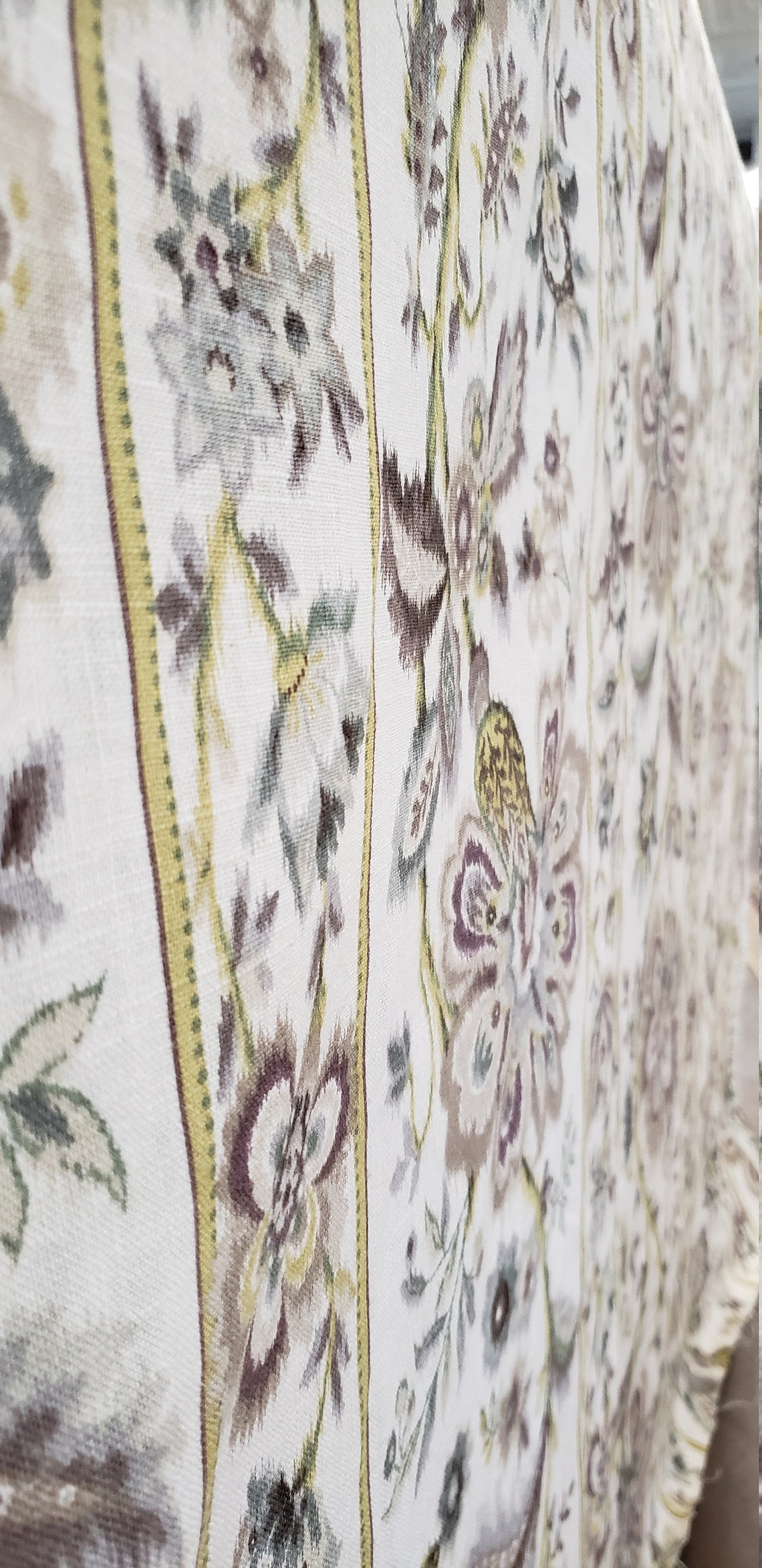 Braemore Fabric Ikat Floral Jacobean Vine Stripe By | Etsy