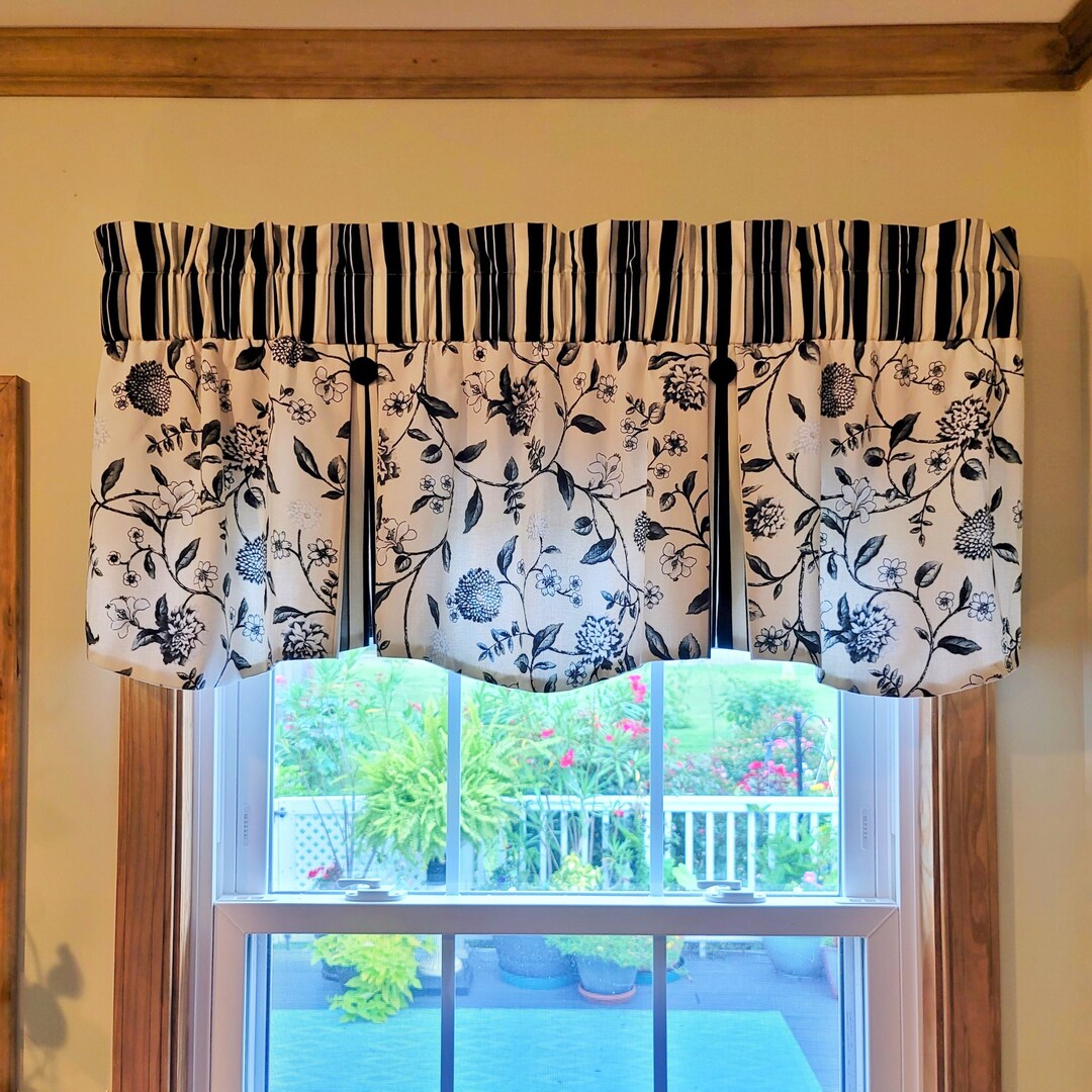 Lined Custom Made Valance Waverly Nassau Vine Black - Etsy