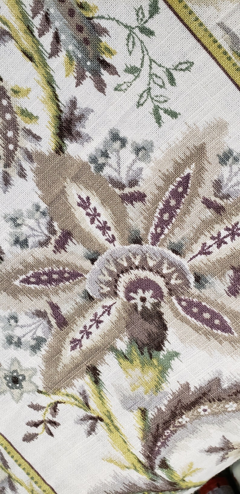 Braemore Fabric Ikat Floral Jacobean Vine Stripe By | Etsy