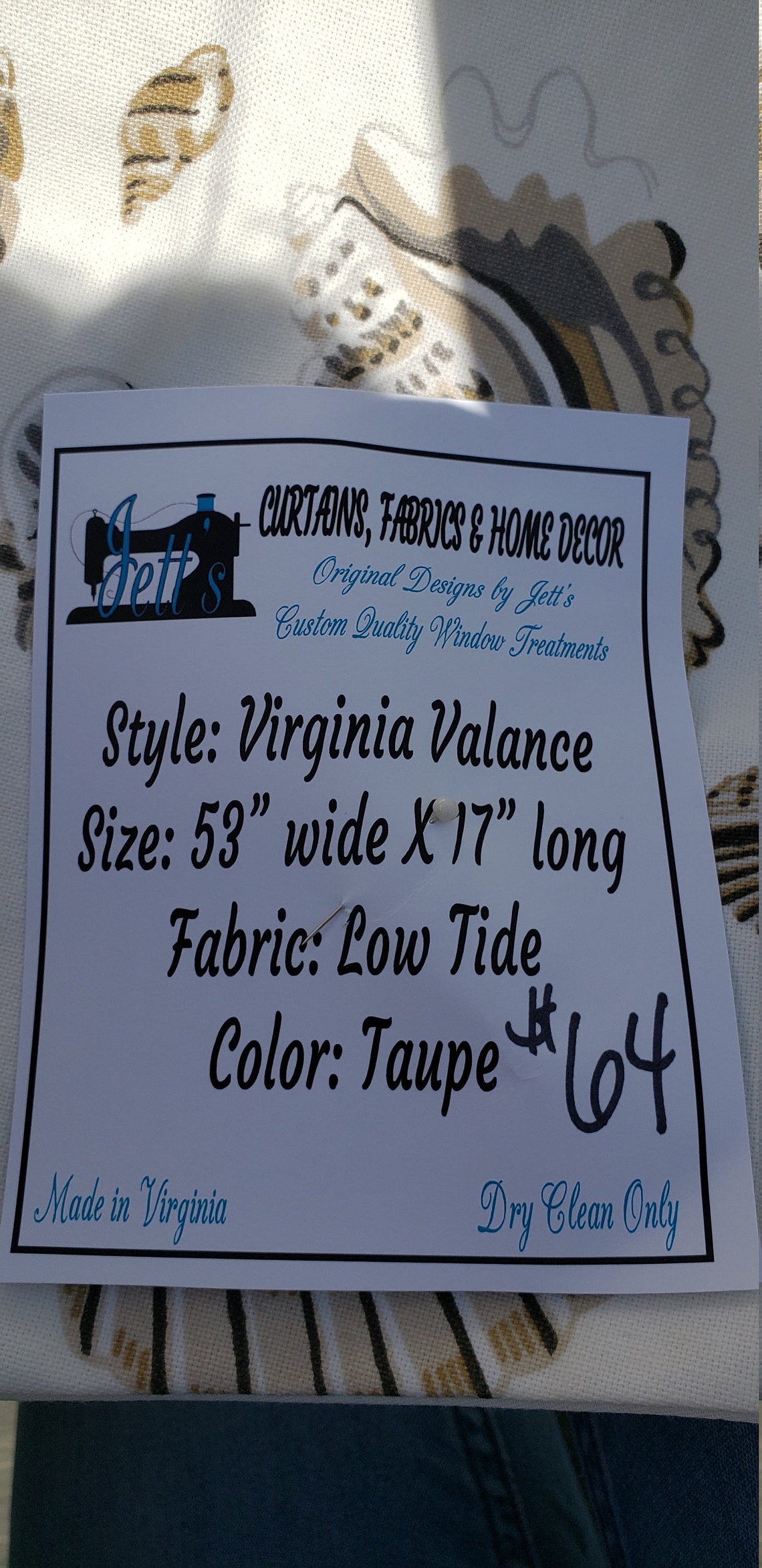 Lined Custom Made Valance Waverly Fabric: Low Tide Anchor | Etsy