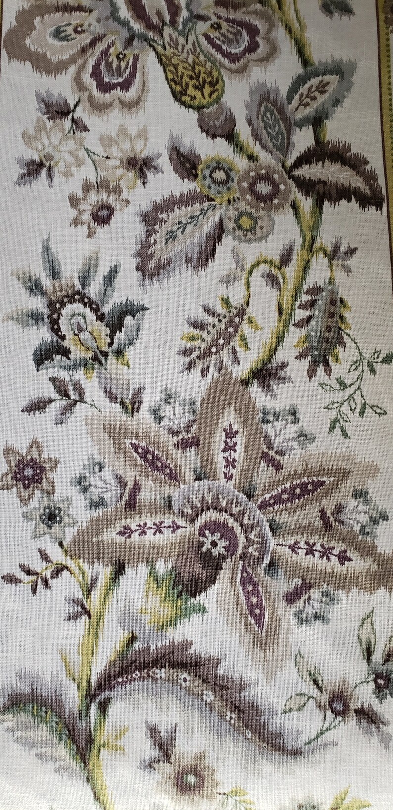 Braemore Fabric Ikat Floral Jacobean Vine Stripe By | Etsy