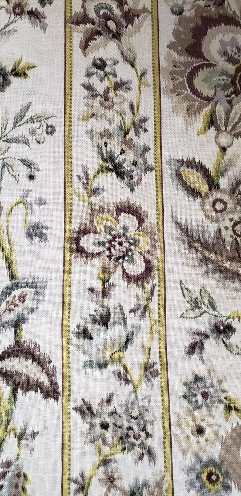 Braemore Fabric Ikat Floral Jacobean Vine Stripe By | Etsy