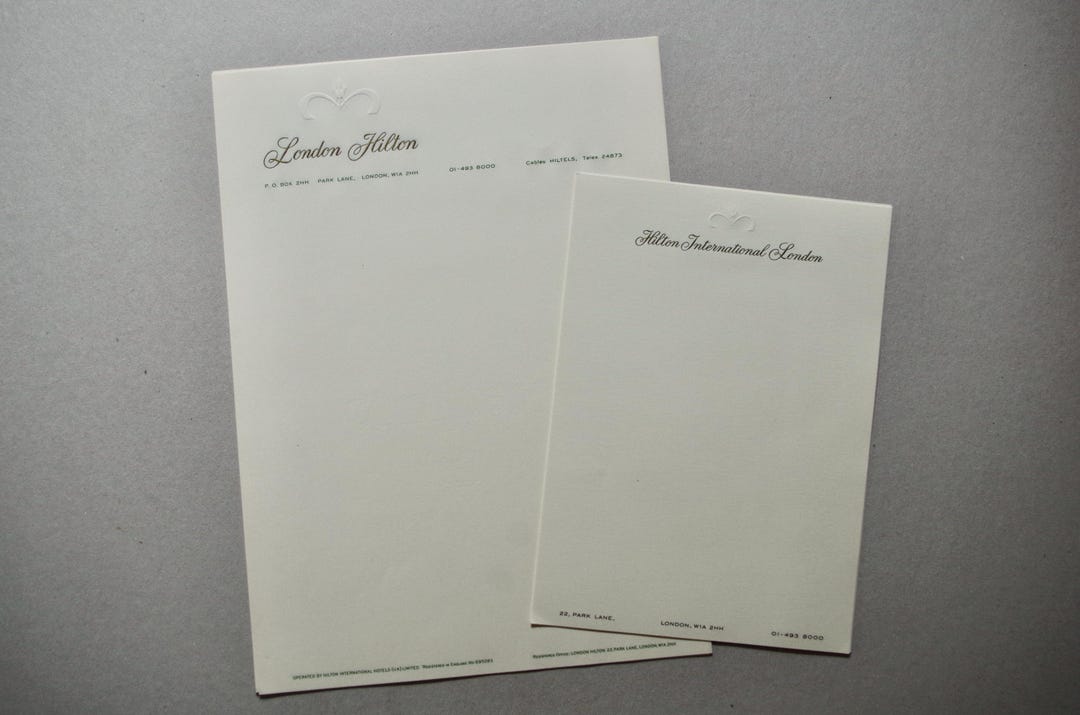 Vintage Hotel Paper - Sets of X10 Sheets Letterhead Paper - London ...