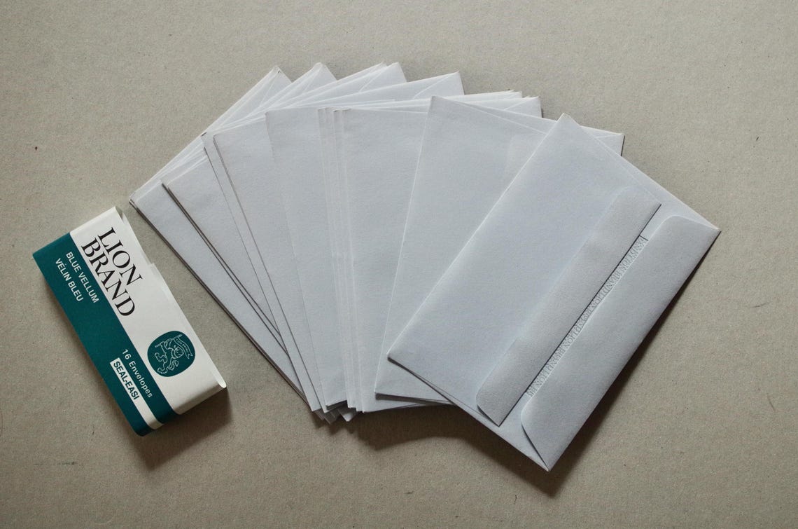 Vintage Envelopes - Pack of X16 Envelopes - Lion Brand - Blue Vellum ...
