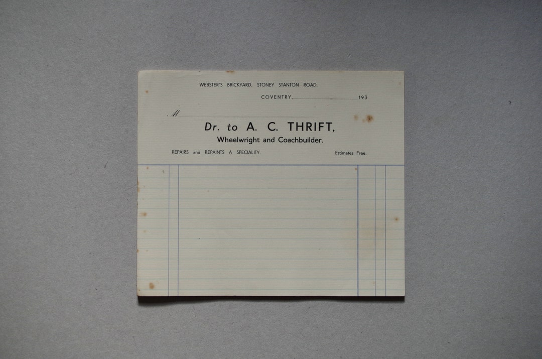 Vintage Papers - Set of X10 Invoice Sheets - 1930s - Headed Paper ...