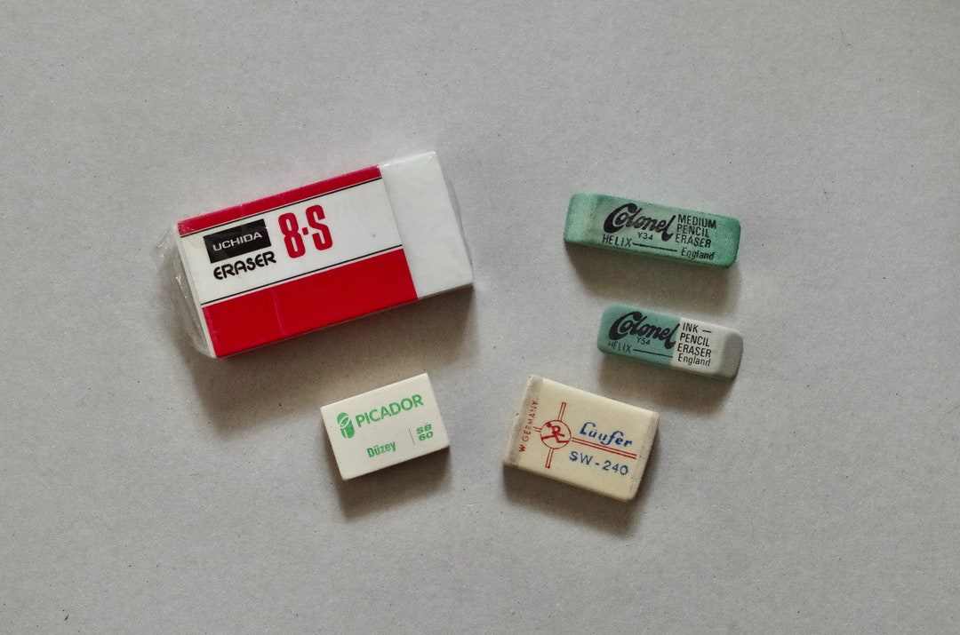 Vintage Erasers - Lot of X5 Erasers - Uchida - Colonel - Picador ...