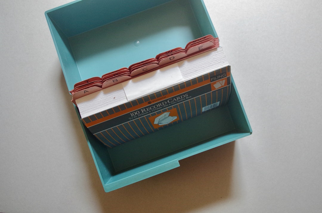 Vintage Index Card Box With Index Cards WH Smith Vintage Stationery - Etsy