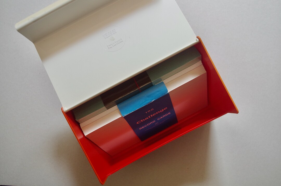 Vintage Index Card Box With Index Cards - Velos 85 - Ryman - Challenge ...