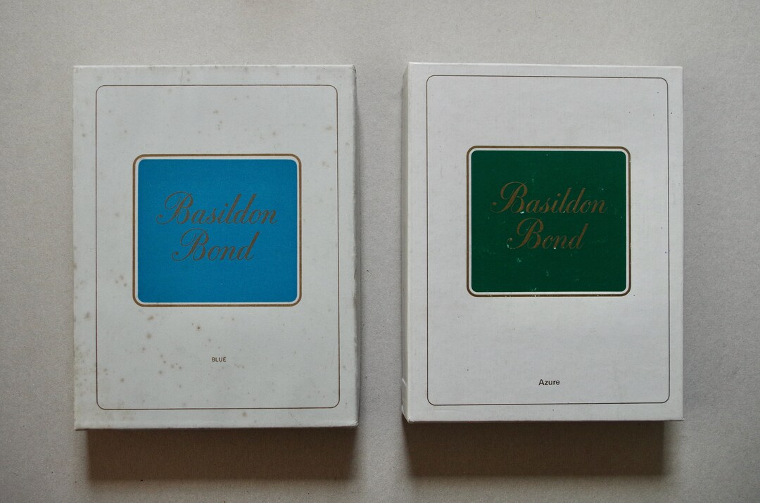 Vintage Writing Paper Box of Blue or Azure Paper Basildon Bond Blank ...