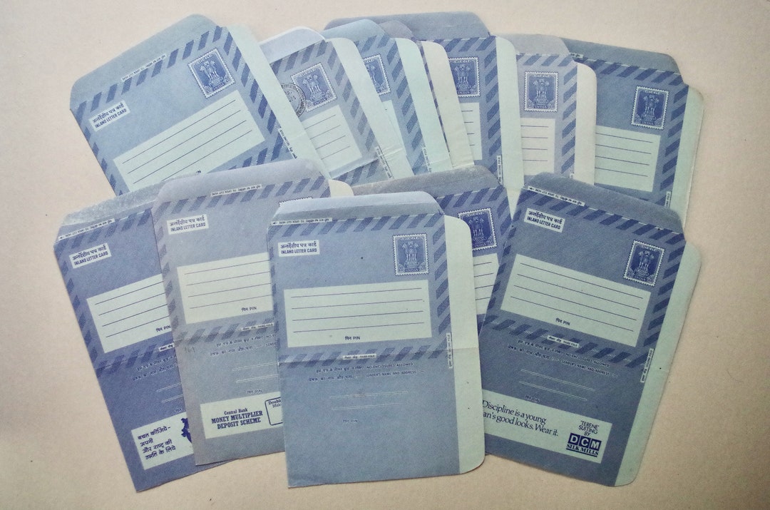 Buy Vintage Letter Cards Set of X12 India Post Inland Letter Cards ...