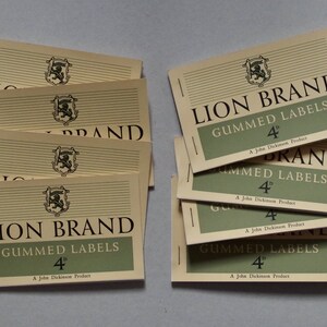 Vintage Gummed Labels - Booklet of Labels - Lion Brand - Blank and ...