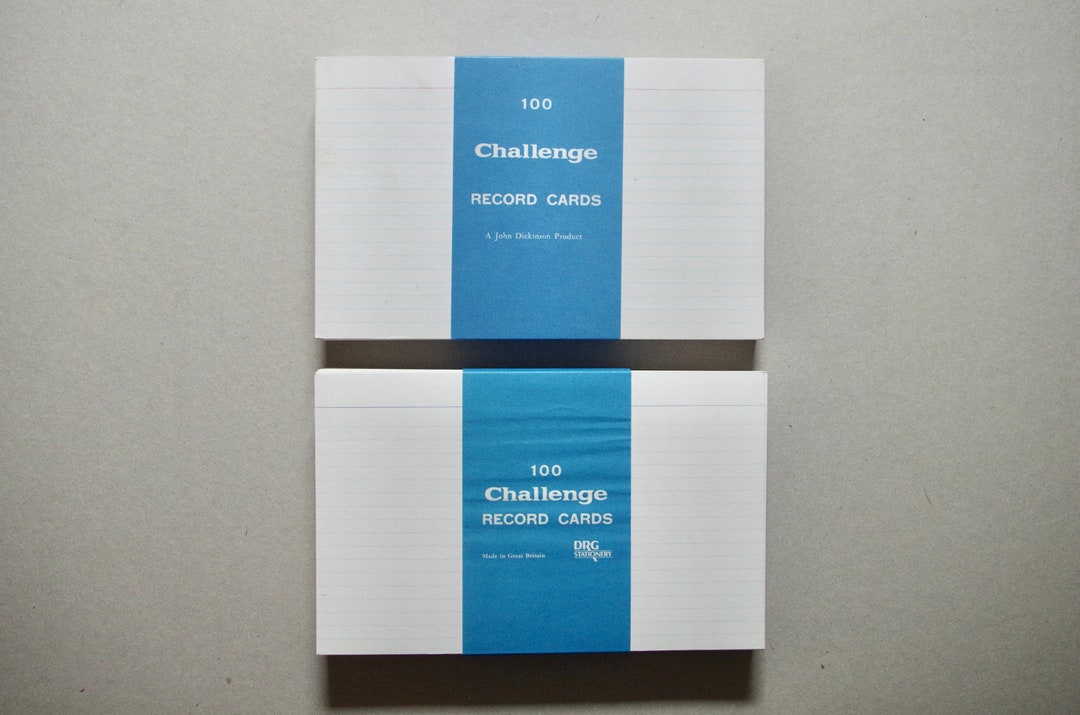 Vintage Index Cards - About X100 Lined Record Cards - Challenge ...