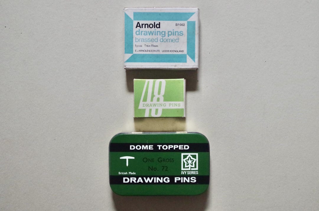 Vintage Drawing Pins - Box of Pins - Vintage Desk Items - Vintage ...