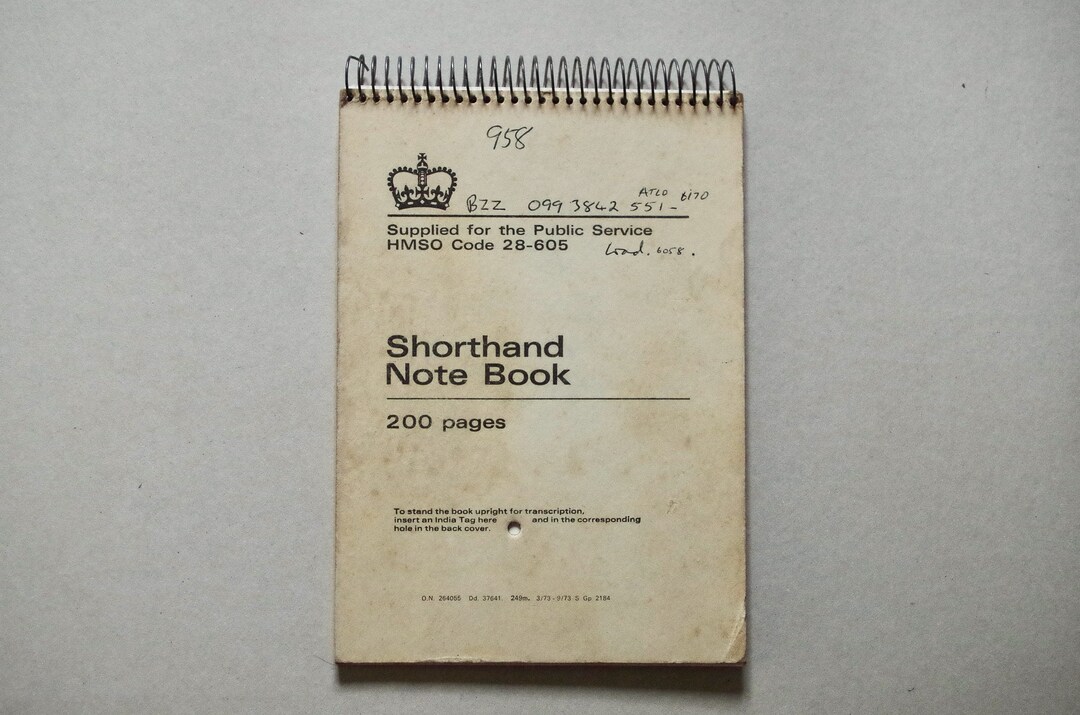 Vintage Notebook - Shorthand Notebook - HMSO - Spiral Bound - Used but ...