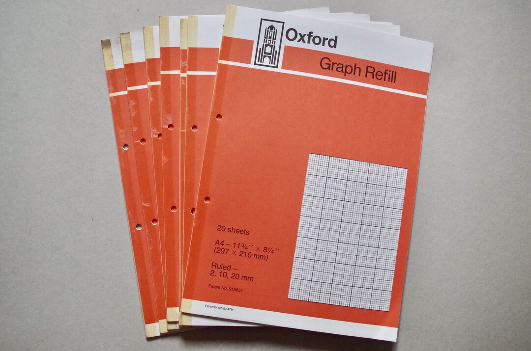 Vintage Graph Paper Pad Loose-leaf Refill Pad A4 Oxford Hole-punched ...