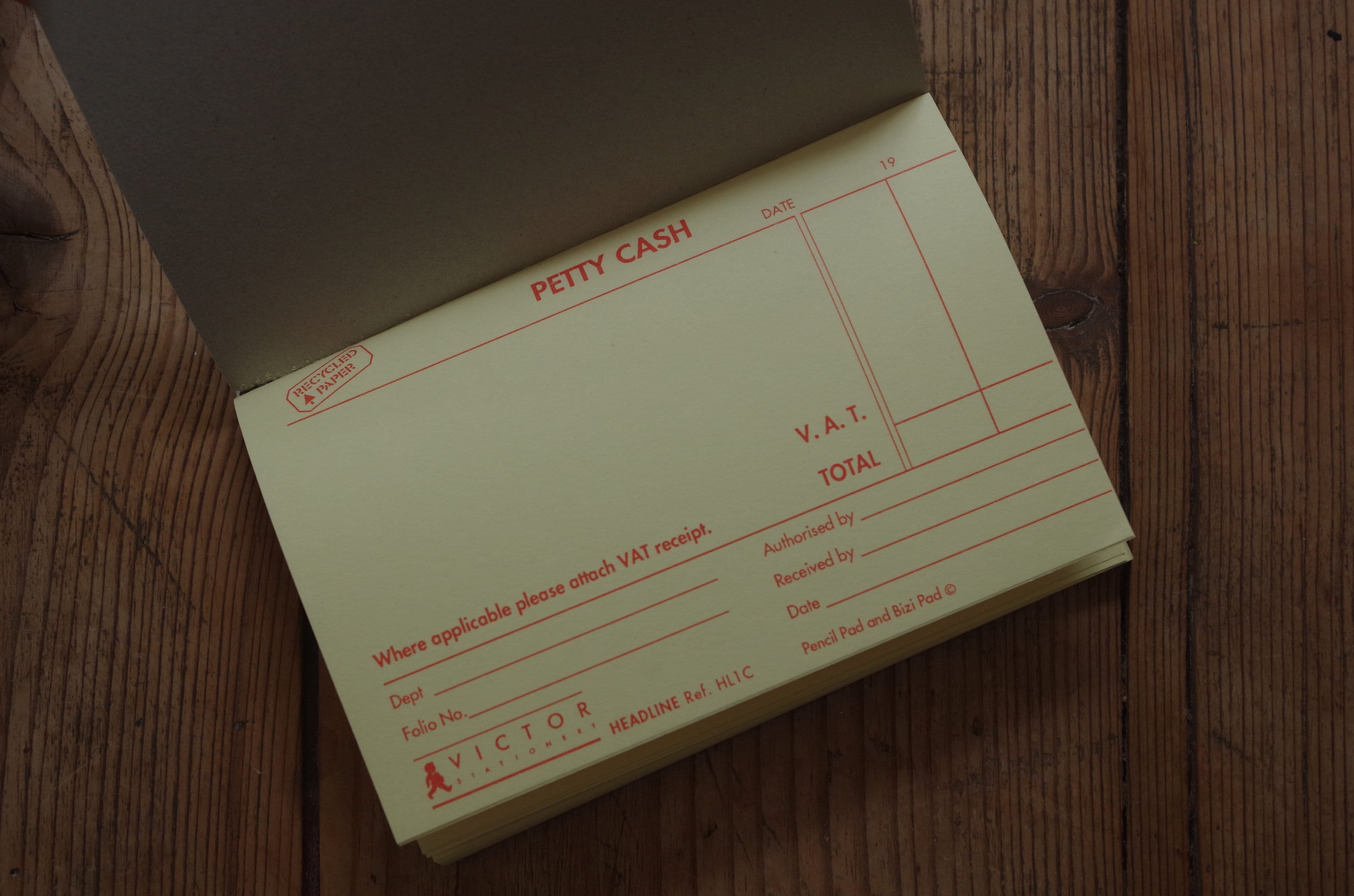 Paper Pad Petty Cash Receipt Pad 'Bizi' Victor | Etsy