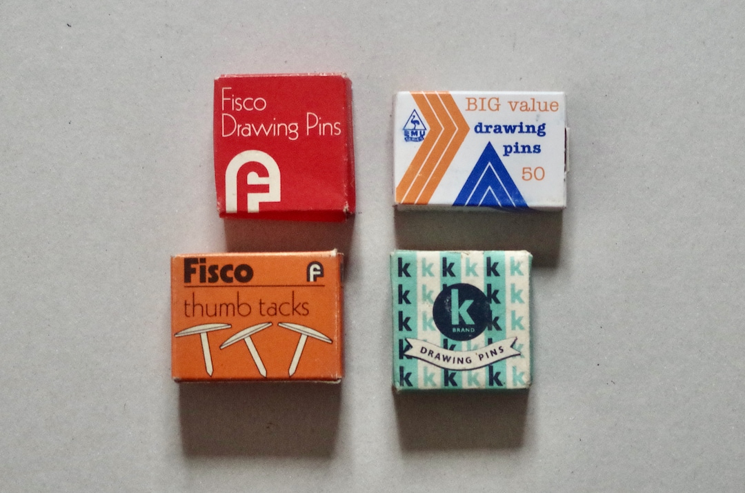 Vintage Drawing Pins - Box of Pins - Vintage Office - Vintage ...