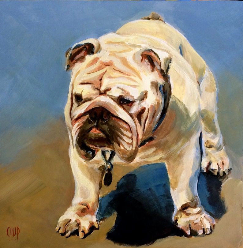 Patient Bulldog 8 X8 Acrylic Painting - Etsy Patient Bulldog 8 X8 Acrylic Painting - Etsy