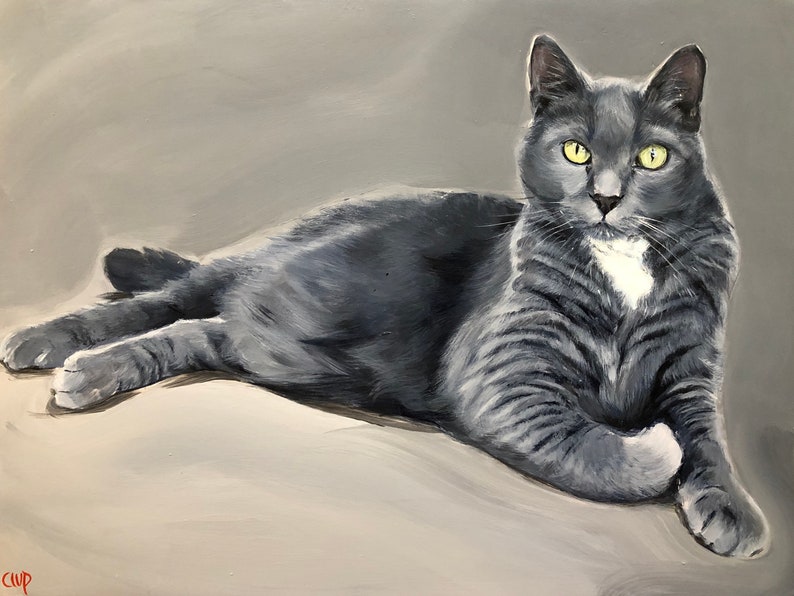 Russian Blue Cat; Giclee Print 8x10.6" - Etsy