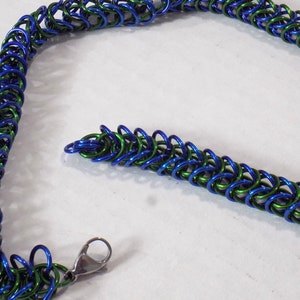 Handmade Blue and Green Boxchain Chainmaille Necklace, Nickel Free ...