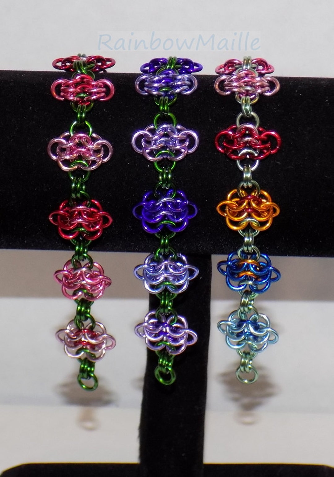 Valentine Roses Chainmaille Bracelet, Handmade Large Rosettes European ...