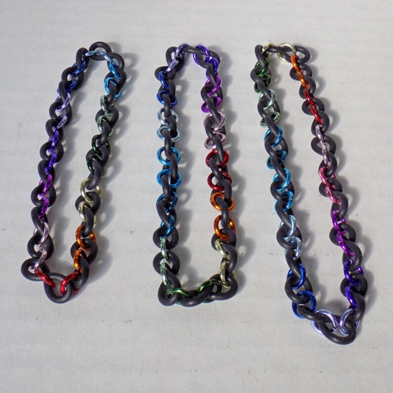 Rubber Chainmaille, Rainbow Infinity Stretchmaille Bracelet by ...