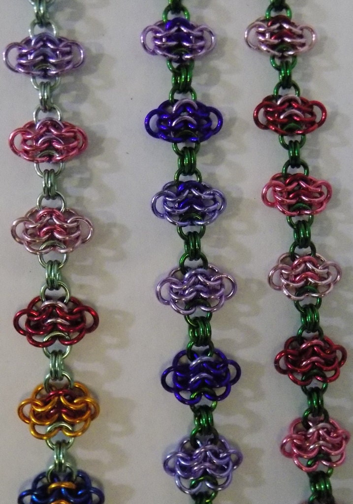 Valentine Roses Chainmaille Bracelet, Handmade Large Rosettes European ...