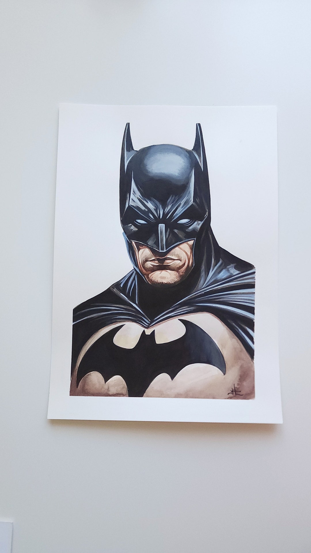 Original Handmade Batman Comic Illustration/ Watercolor and Acrylic ...