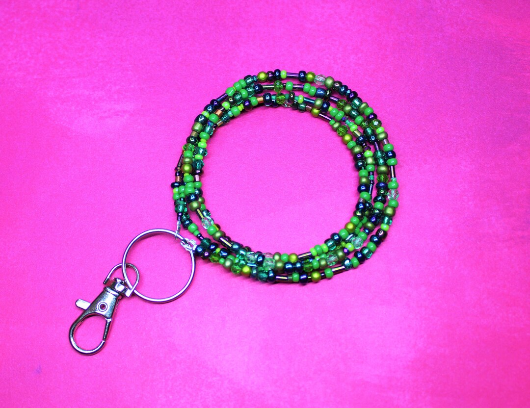 Confetti Bead Soup Beaded Name Tag Id Badge Holder - Etsy