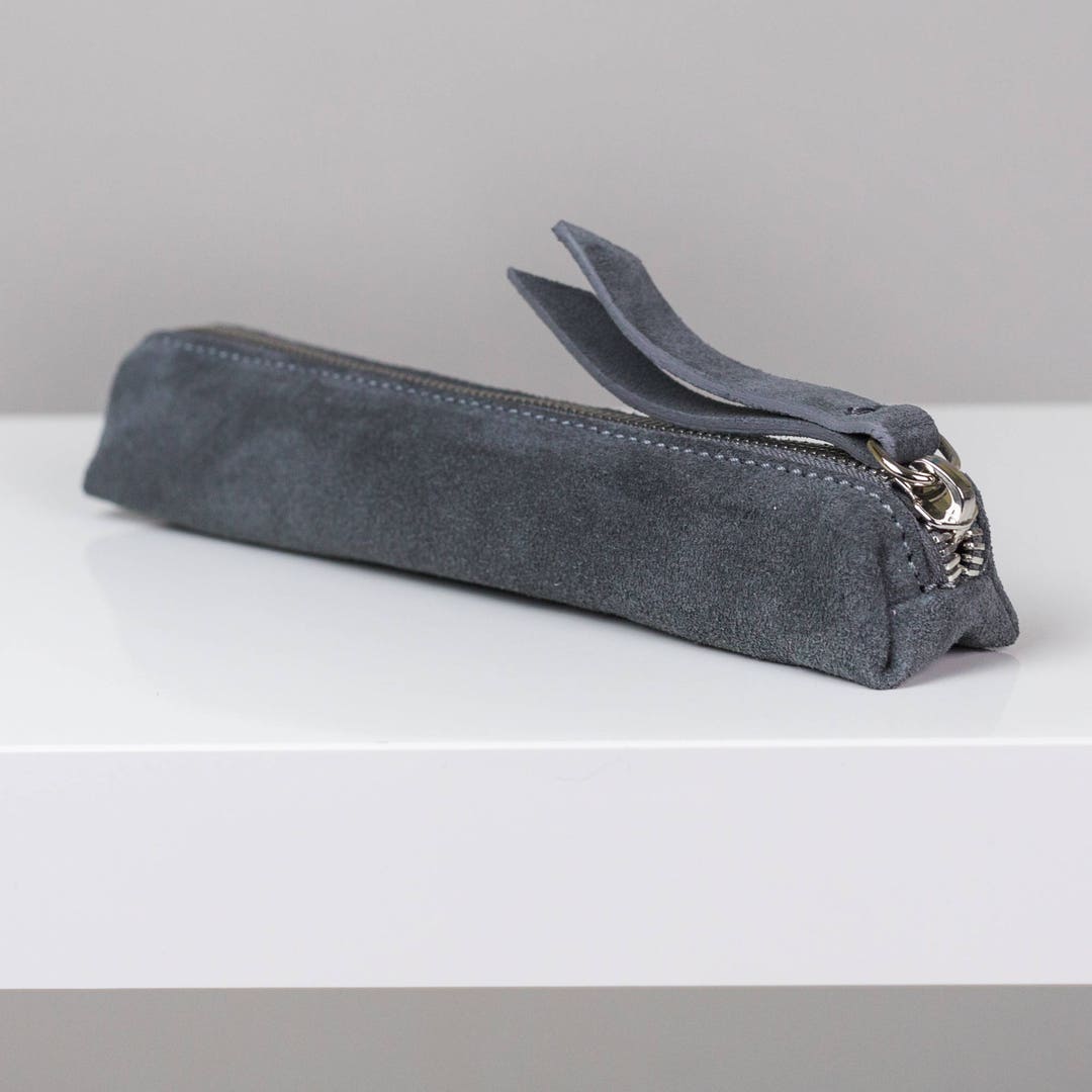 Suede Pencil Case Grey Pencil Case, Grey Suede Pencil Case, Leather ...